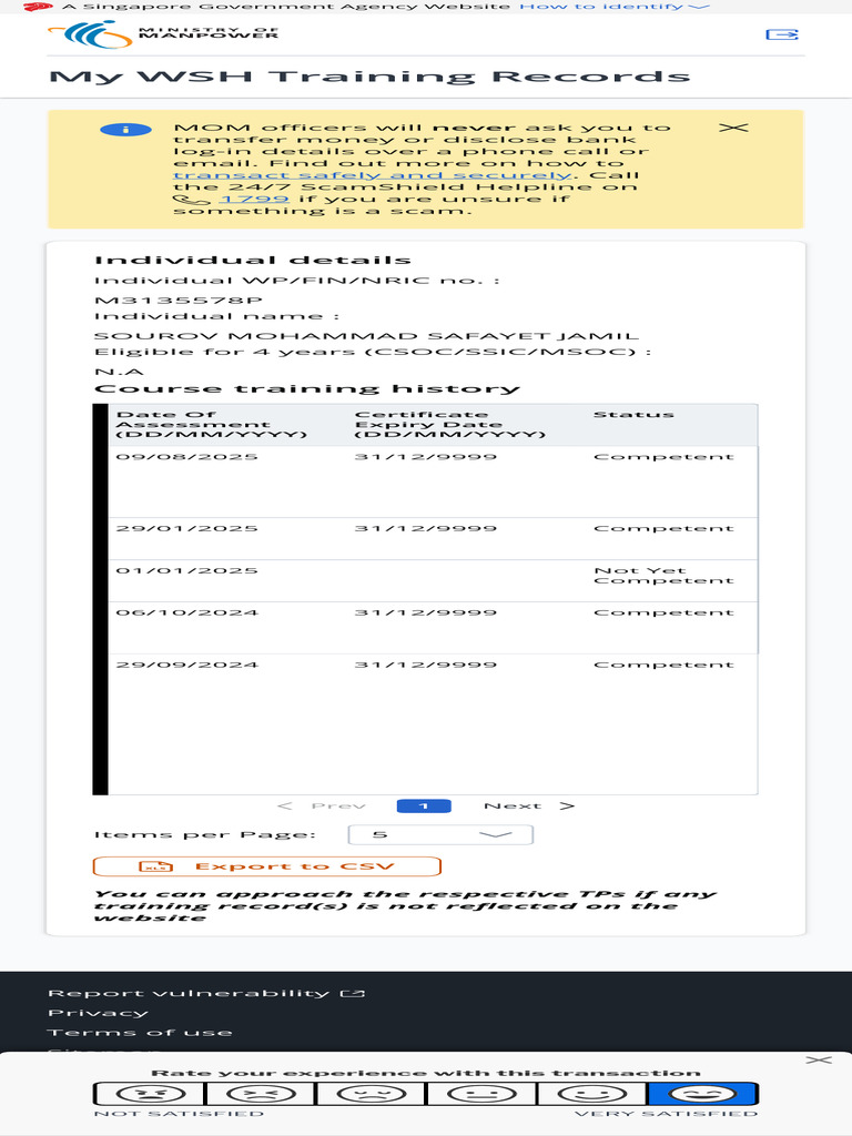 My WSH Training Records Overview | PDF