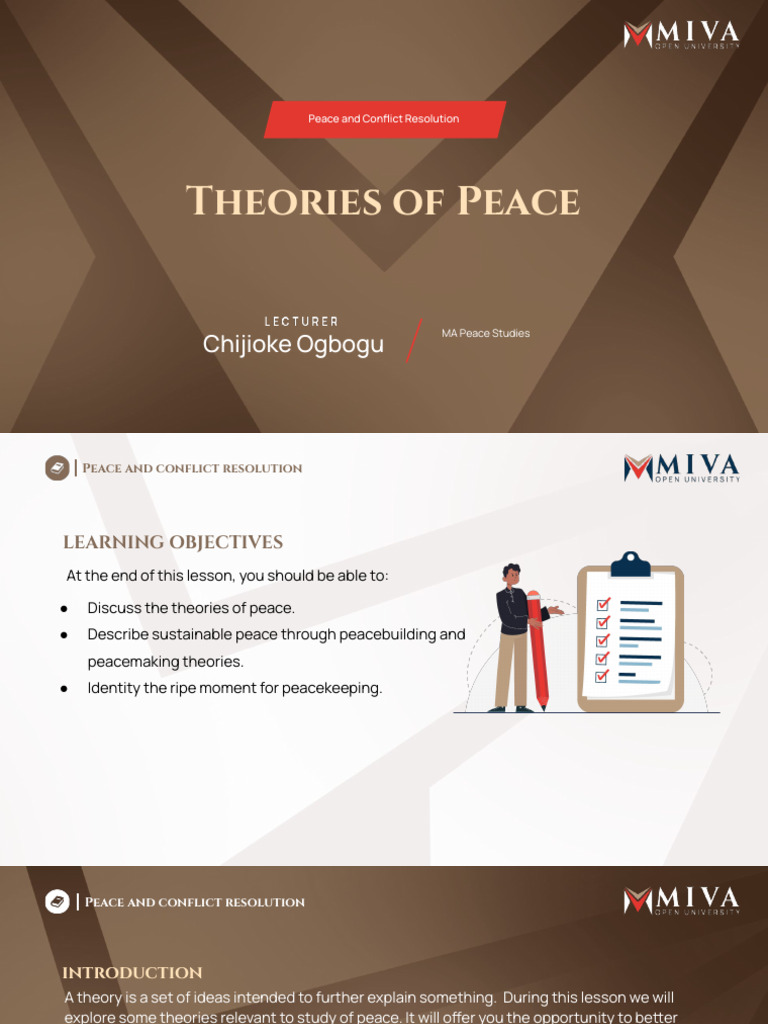Theories of Peace and Conflict Resolution | PDF | Peacebuilding ...