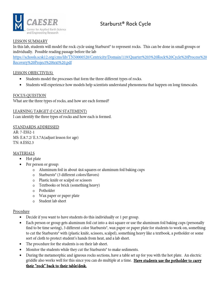 Starburst-Rock-Cycle | PDF | Rock (Geology) | Sedimentary Rock