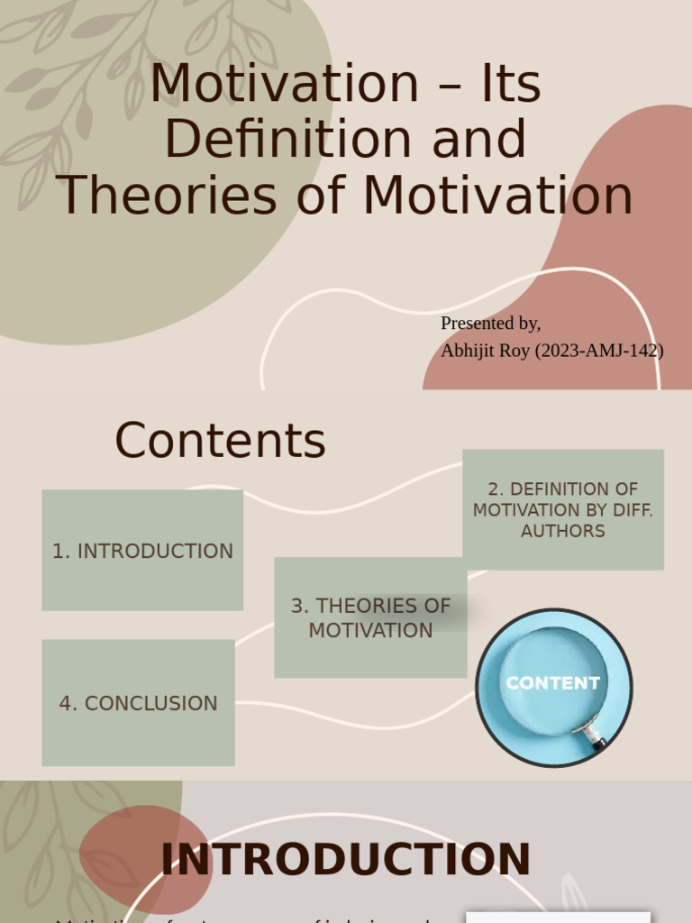 Motivation - Its Definition and Theories of Motivation | PDF ...
