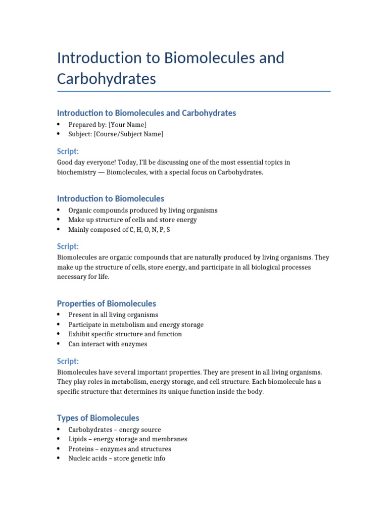 Biomolecules: Focus on Carbohydrates | PDF | Carbohydrates | Biomolecules