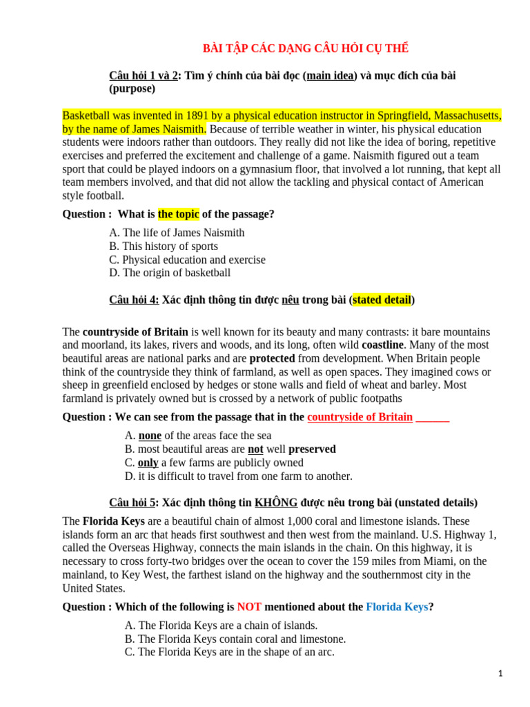 2. Các Vd Luyện Đọc Theo Kỹ Năng | PDF | Infants