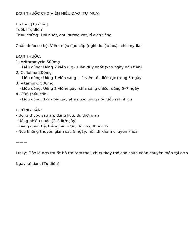 Don Thuoc Viem Nieu Dao Unicode | PDF