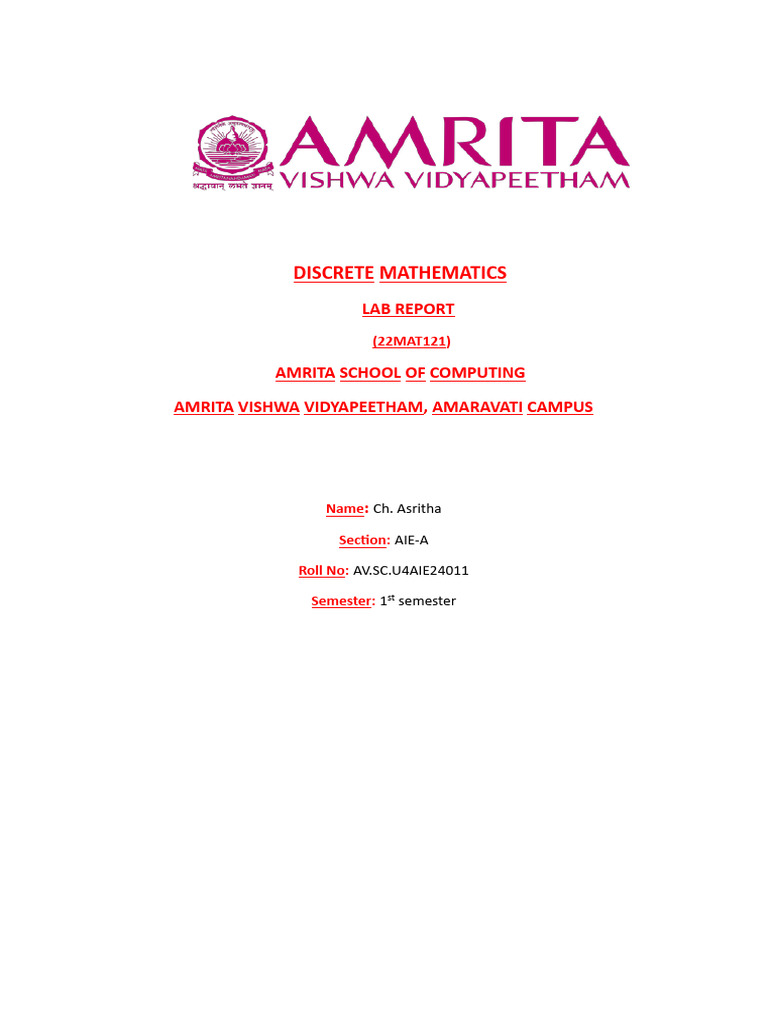 Discrete Mathematics Lab Report | PDF