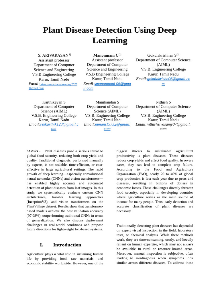 Deep Learning for Plant Disease Detection | PDF | Deep Learning ...