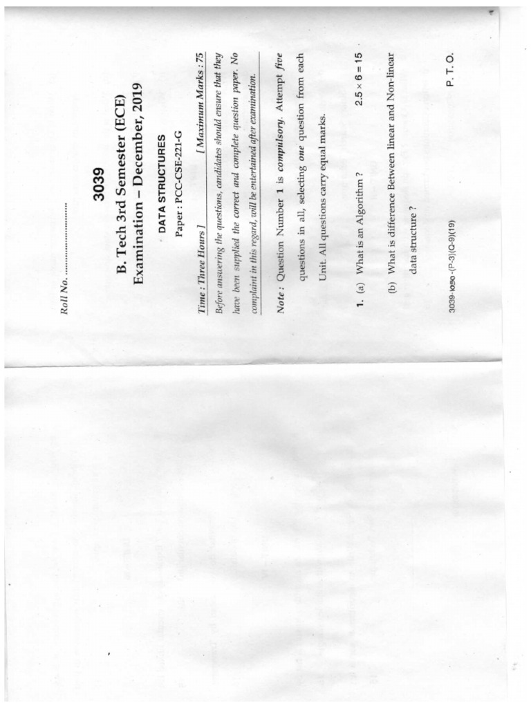 2019 Dec Btech Ece 3rdsem Data Structures | PDF