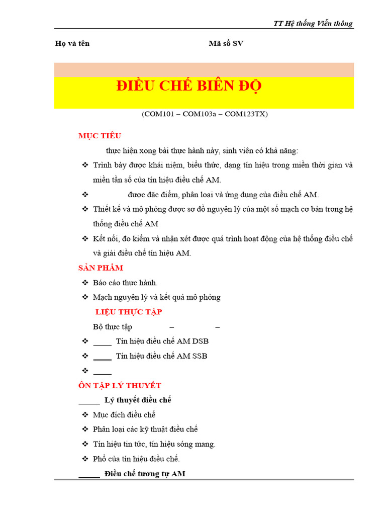 03 - Dieu Che Bien Do Am Com101 Com103a Com123tx | PDF