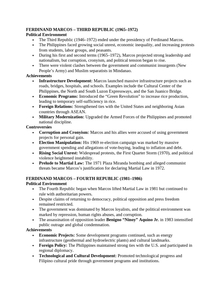 Marcos Era: Politics, Achievements, Controversies | PDF | Philippines ...