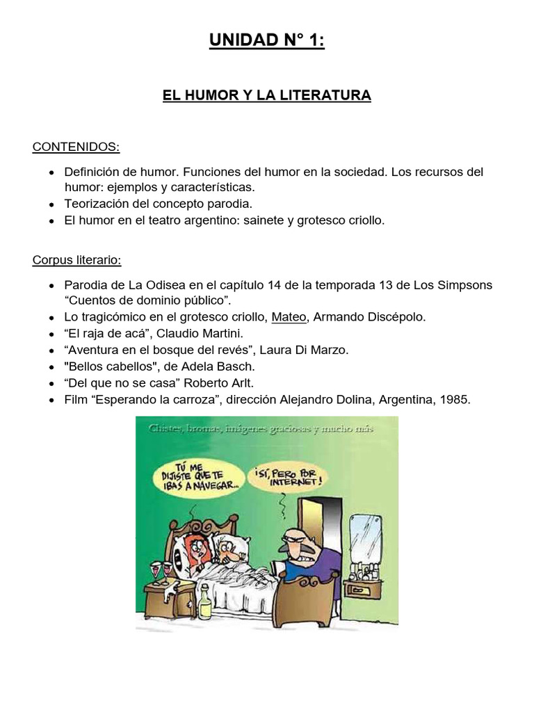 Unidad 3 - El Humor y La Literatura | PDF | Parodia | Humor