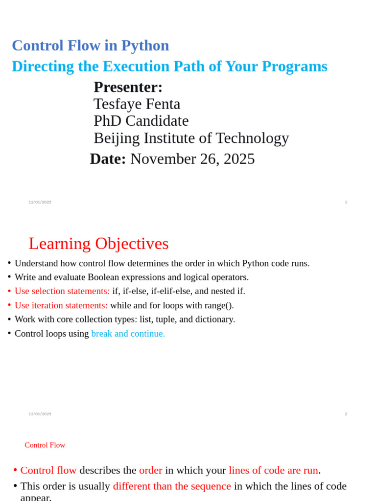 Control Flow | PDF | Control Flow | Python (Programming Language)
