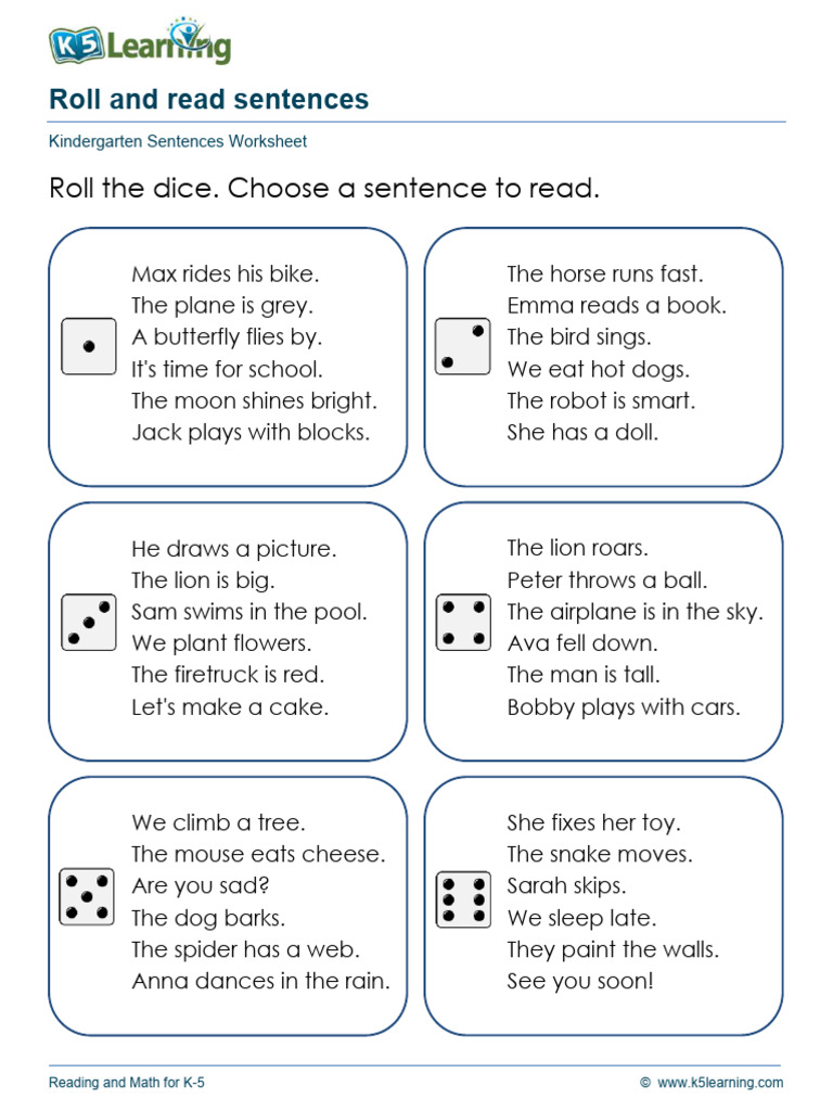 Roll Read Sentences 5kk | PDF