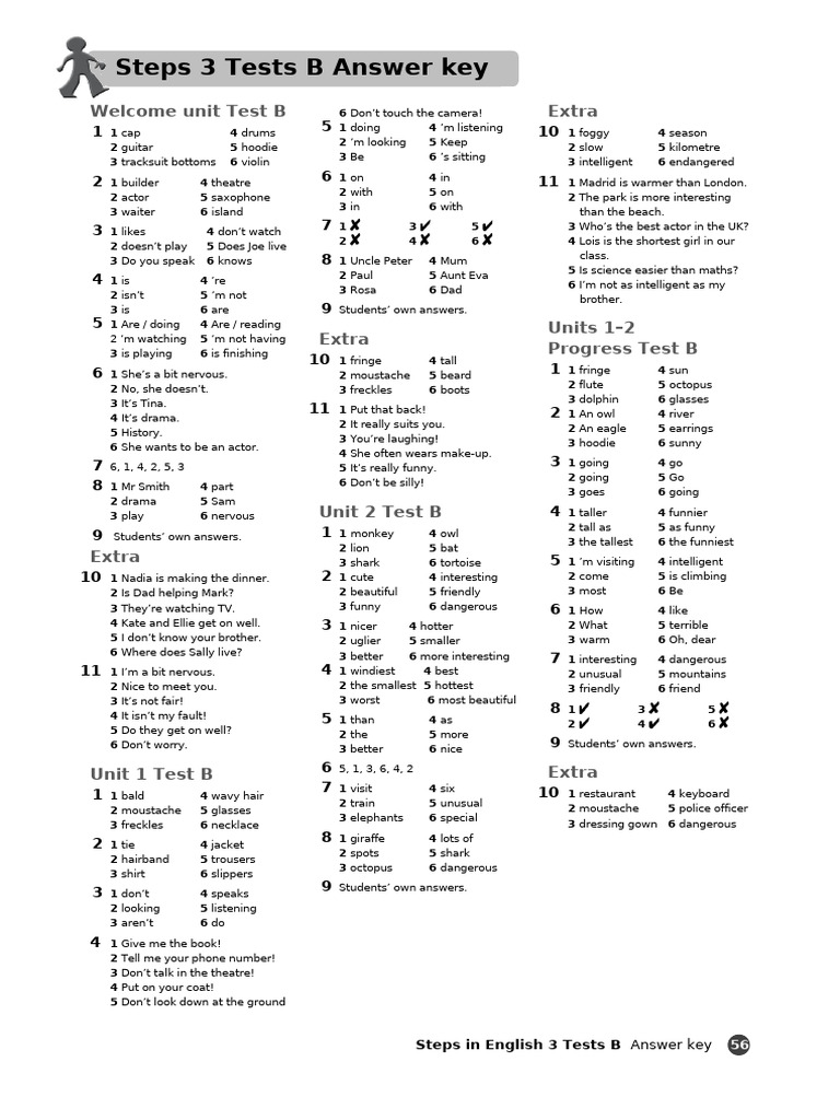 Steps 3 Tests B Answer Key | PDF