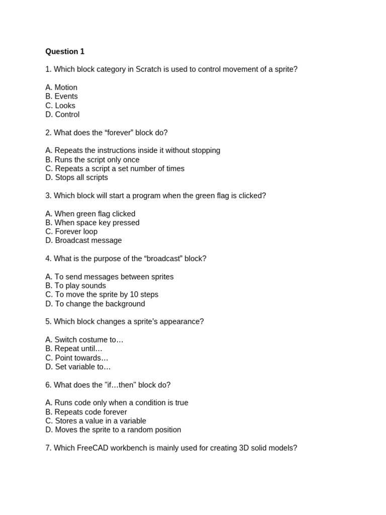Grade 8 Exam Type of Questions | PDF | 3 D Computer Graphics | Scratch ...