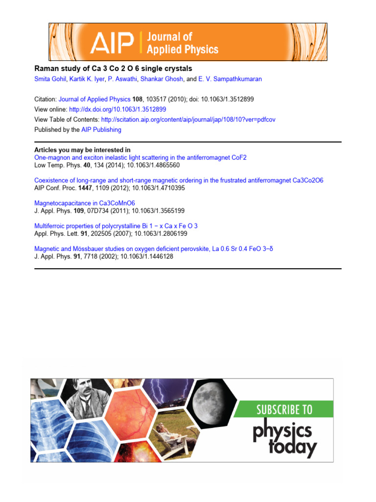 4gohil - Rama Ca3Co2O6 - 2010 | PDF | Raman Spectroscopy | Spectroscopy