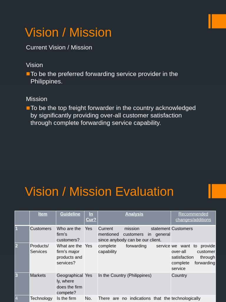 Freight Forwarding Vision and Mission Analysis | PDF | Logistics | Cargo