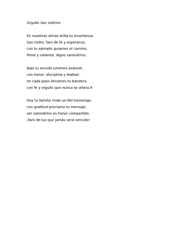 Orgullo San Isidrino.docx Poema | PDF