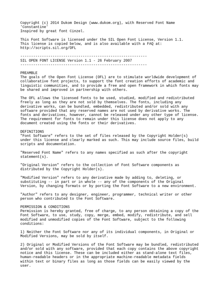 SIL Open Font License | PDF | Software | Copyright