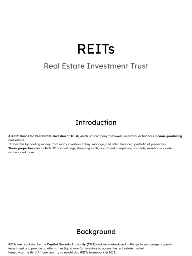 REITs 101 | PDF | Real Estate Investment Trust | Investing