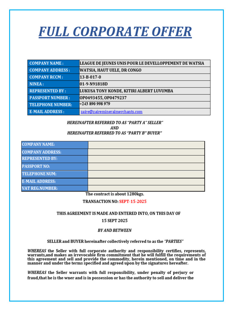 Full Corporate Offer 1280kg | PDF | Arbitration | Patriot Act