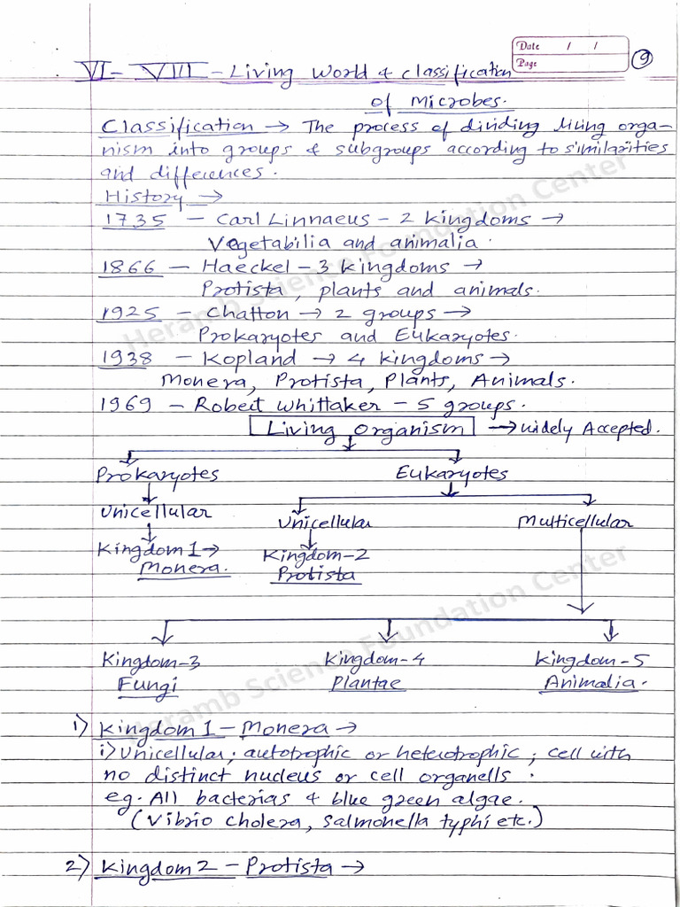 Biology - Living World & Classification of Microbes | PDF