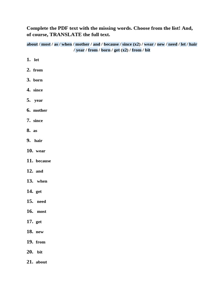 Introduction Text Missing Words | PDF