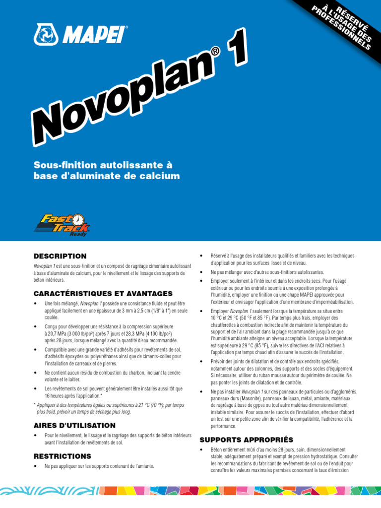 Sous-finition autolissante Novoplan 1 | PDF | Béton | Physique ...