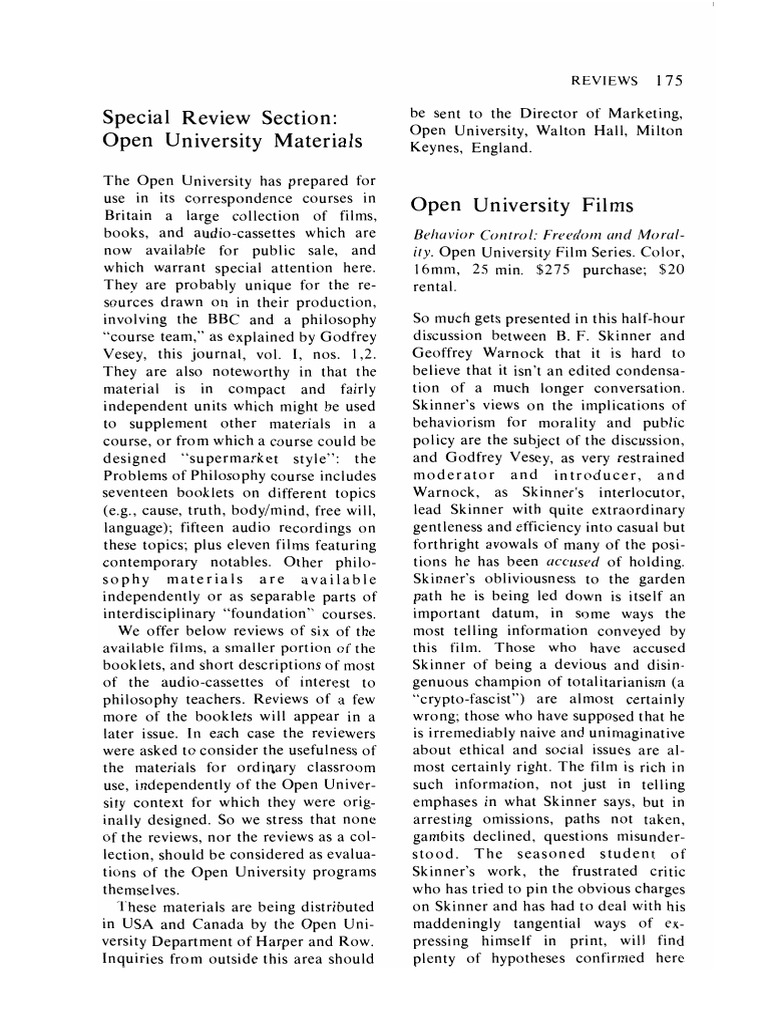 Open University Philosophy Materials Review | PDF | Liberal Arts Education