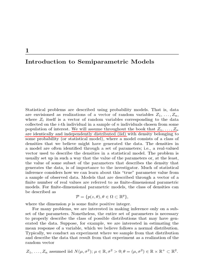 Chap1_Introduction to Semiparametric Models | PDF | Vector Space | Probability Distribution