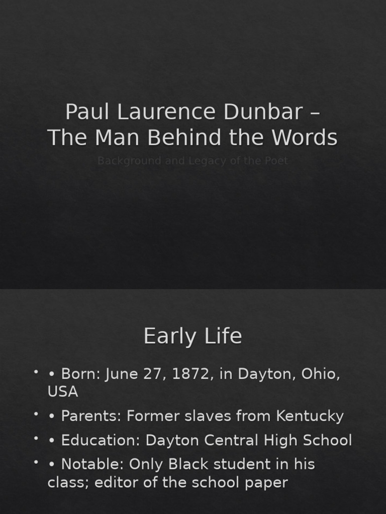 Paul Laurence Dunbar: Poet's Legacy | PDF