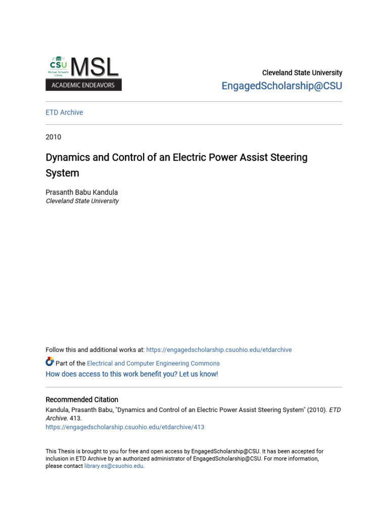 Electric Power Assist Steering Control | PDF | Steering | Control Theory