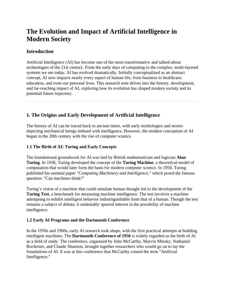 AI's Evolution and Societal Impact | PDF | Artificial Intelligence ...
