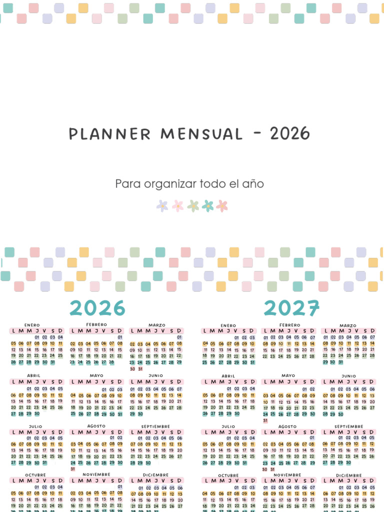 Planner Mensual 2026: Organización Anual | PDF