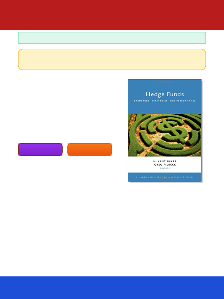 Hedge Funds 1st Edition H. Kent Baker ebook available any format | PDF ...