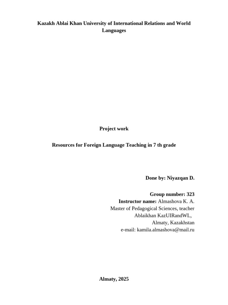 Resources For Foreign Language Teaching in 7 TH Grade | PDF ...