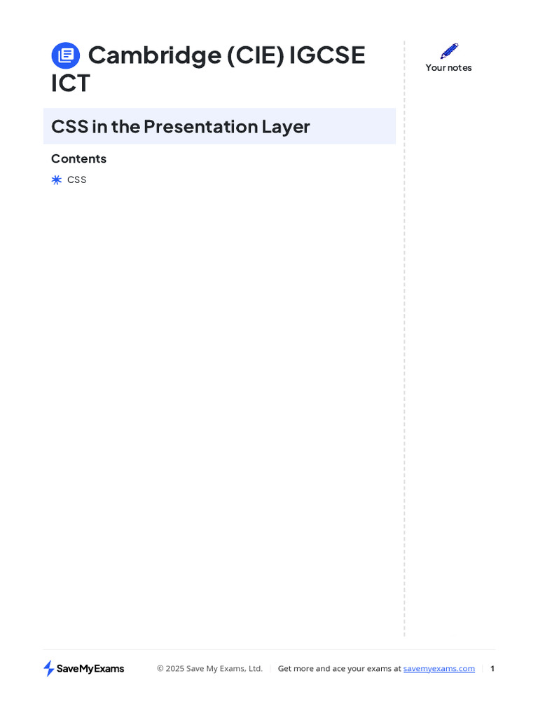 CSS Basics for IGCSE ICT Exam | PDF | Html | Html Element