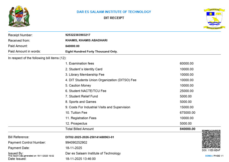 DIT Receipt Report 1763557338 | PDF