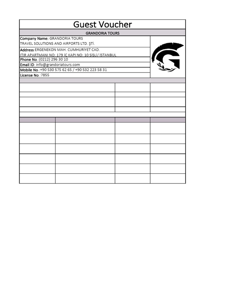 Grandoria Tours Guest Voucher Details | PDF
