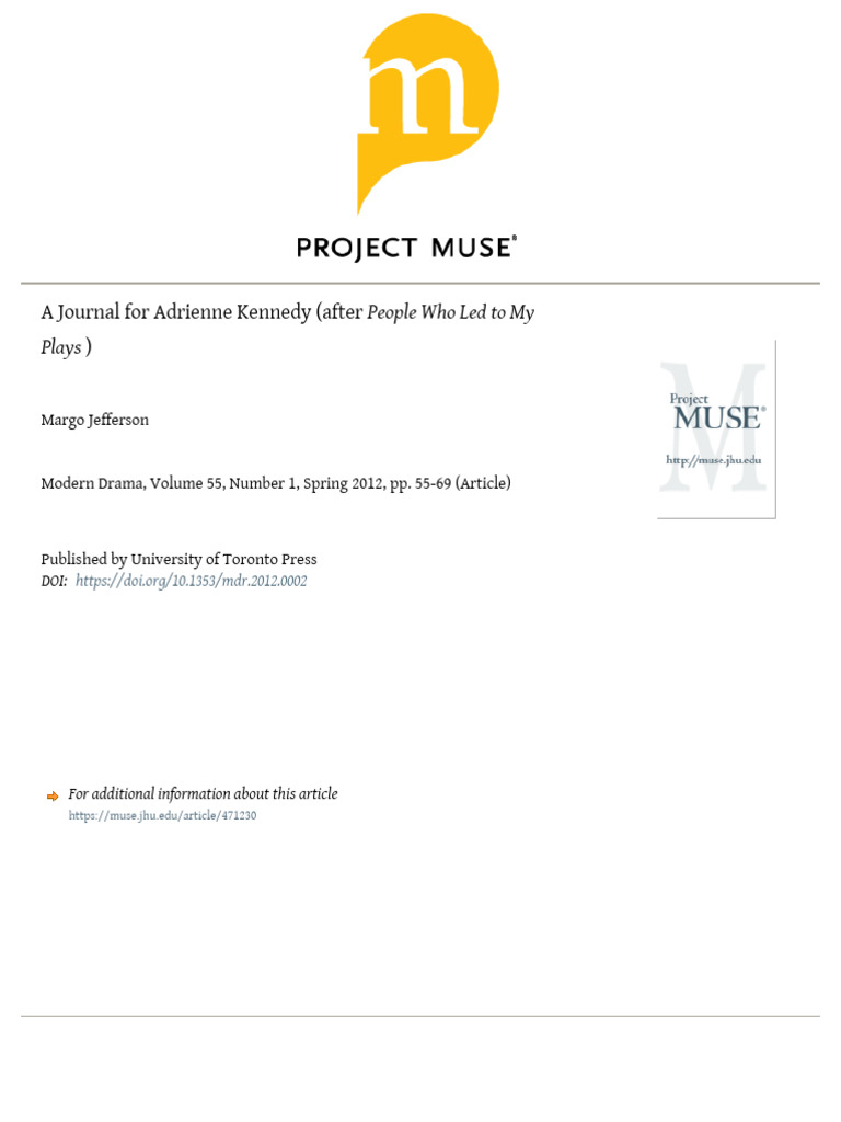 # Jefferson, Margo A Journal For Adrienne Kennedy | PDF