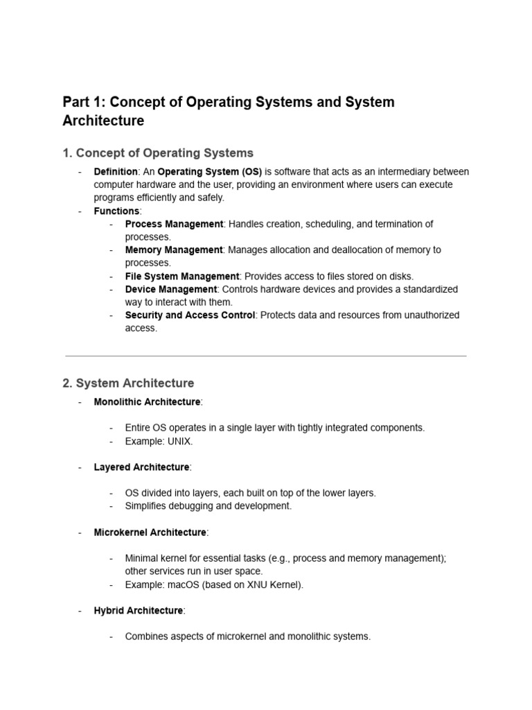 Operating Systems: Concepts and Types | PDF | Operating System | Kernel ...