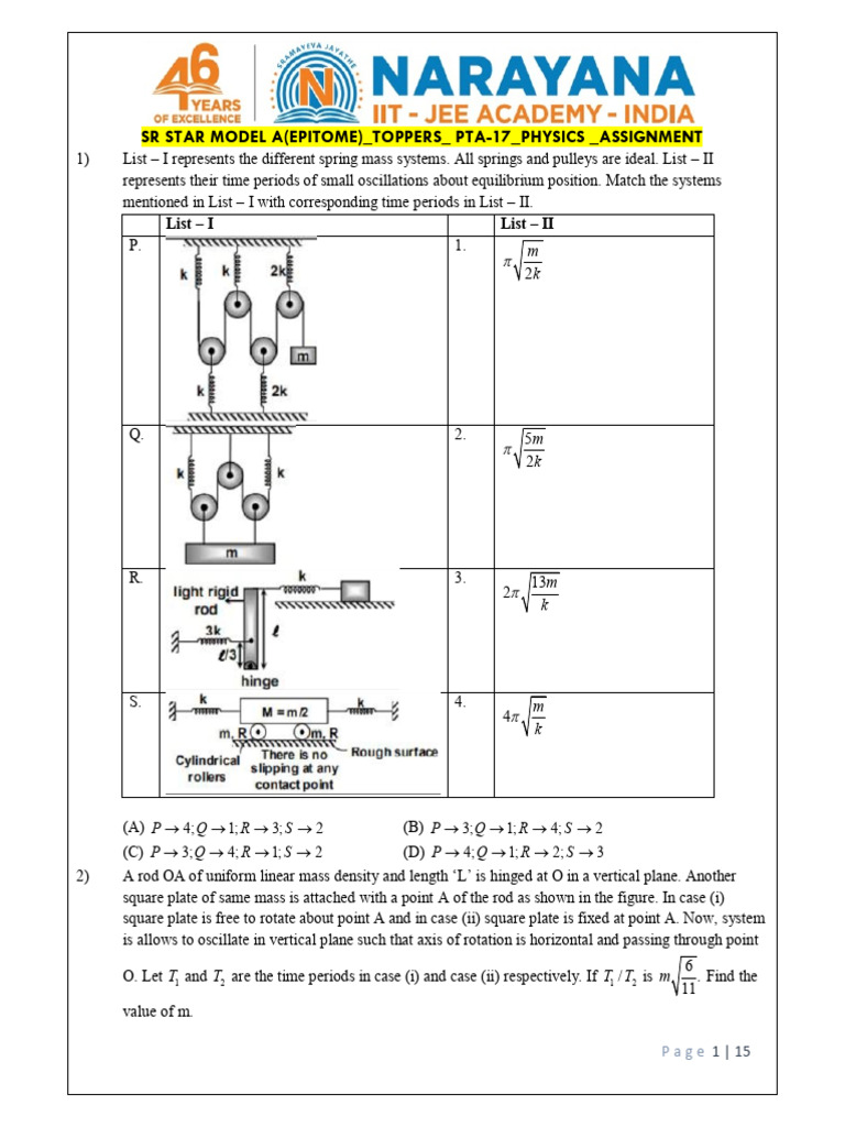 SR Star Co SC - Model A (Epitome) - Toppers - Pta-17 - Physics - SPL Assignment | PDF ...