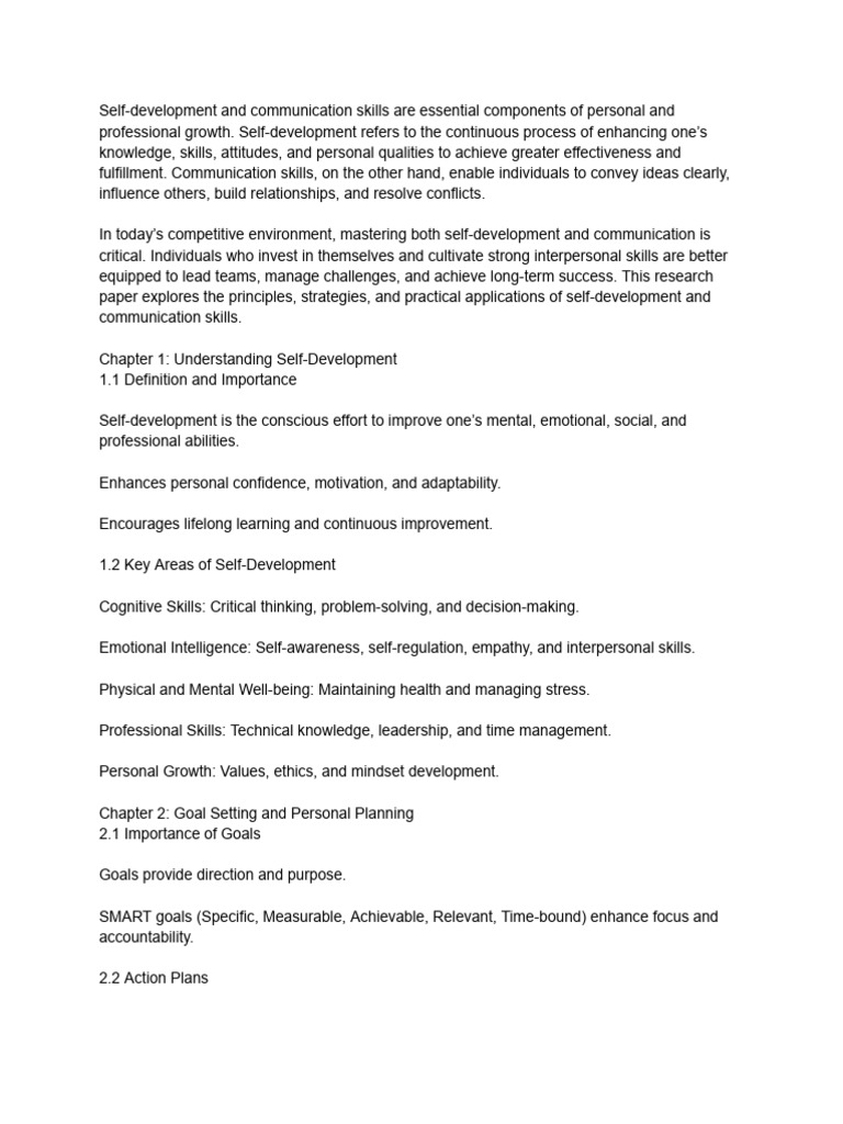 Self Development & Communication Skills | PDF | Personal Development ...