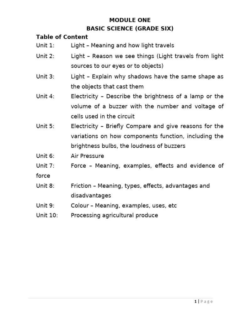 Grade 6 Basic Science: Light & Electricity | PDF | Friction ...