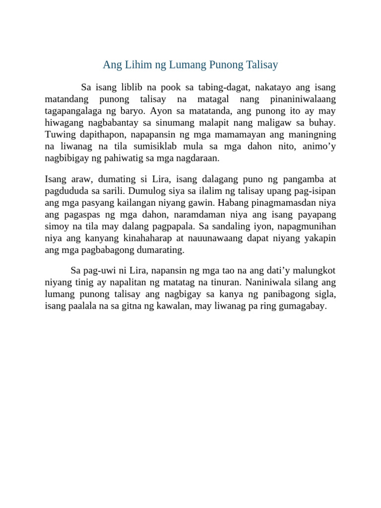 Ang Lihim NG Lumang Punong Talisay | PDF