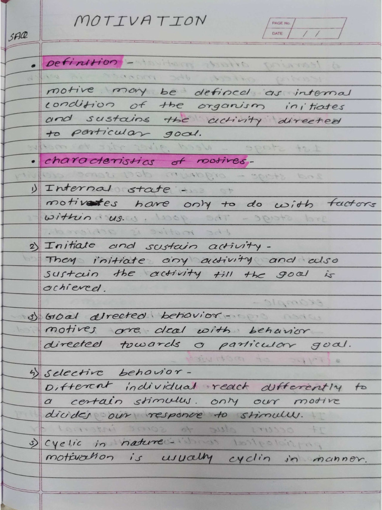 Motivation SAQ 5 Marks | PDF