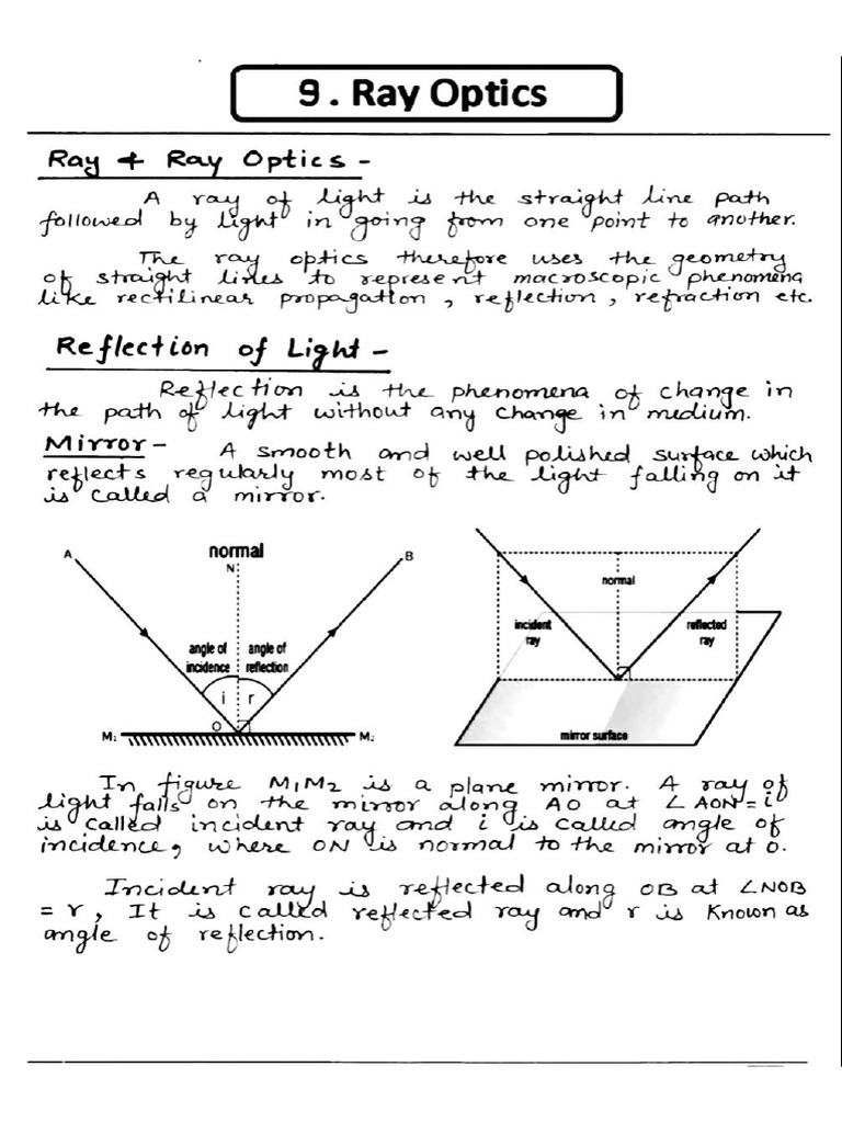 Ray Opticsnotes of Physics Class 12th | PDF
