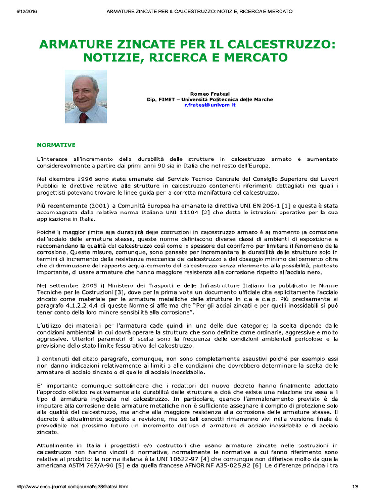 Armature Zincate Per Il Calcestruzzo - Notizie, Ricerca e Mercato | PDF