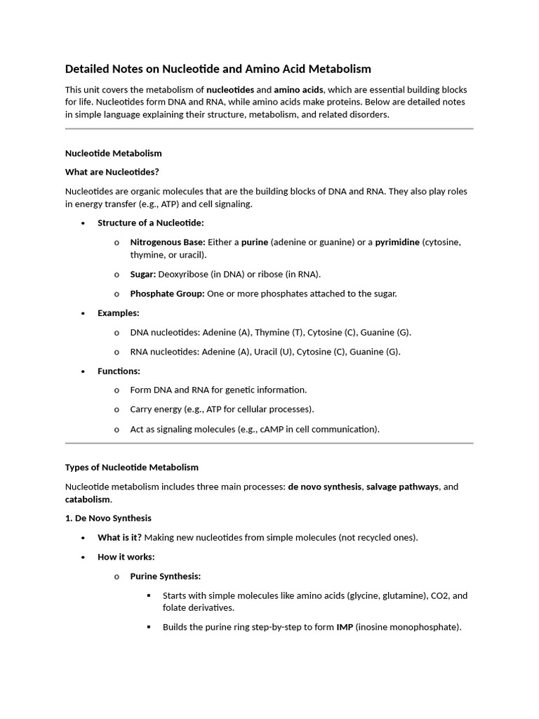Unit 2 Advanced Biochemistry | PDF | Nucleotides | Biosynthesis