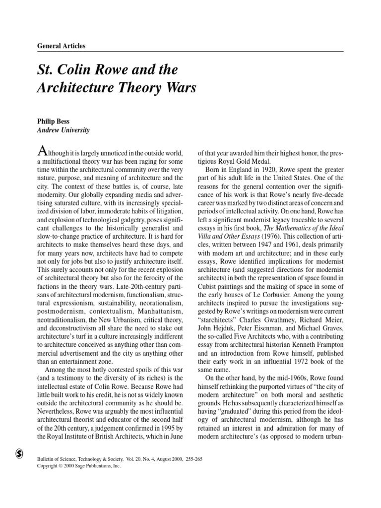 Colin Rowe and Architecture Theory Wars | PDF | Modernism | Individualism