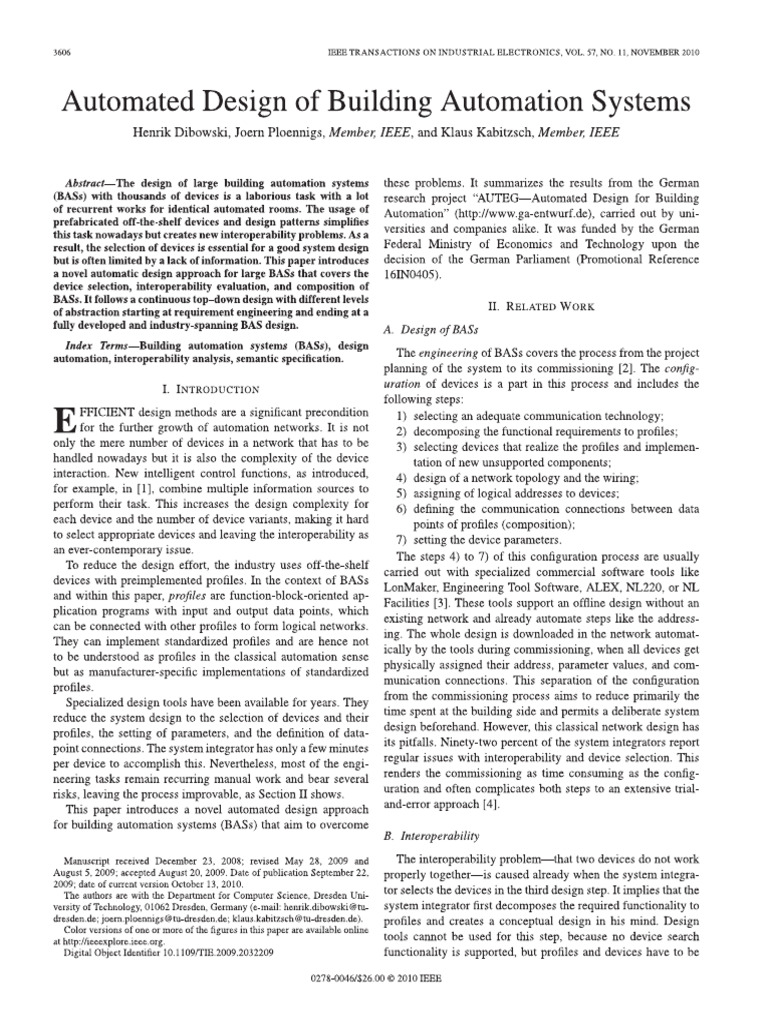 Automated Design of Building Automation Systems | PDF