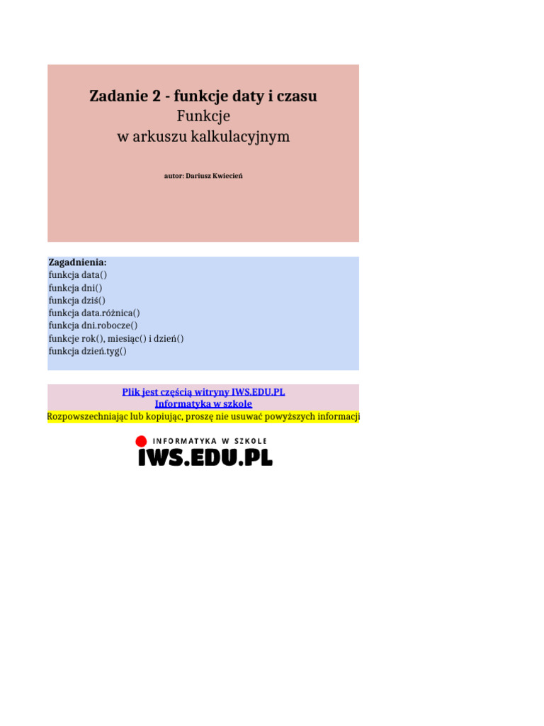 Funkcje 02 Daty I Czasu | PDF